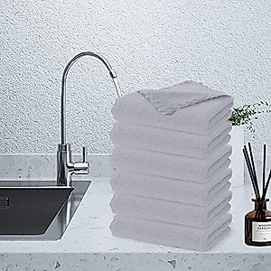 Hiflora Grey 6 Pack Bath Towels, Upgraded Coral Fleece Hand Towels 12 x 12 Inches Quick Drying with Exquisite Soft Feeling for Bathroom
