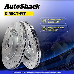 AutoShack Front Drilled Slotted Brake Rotors Silver Pair of 2 Driver and Passenger Side Replacement for 2007-2012 Nissan Sentra Versa 2009-2014 Cube 1.8L 2.0L FWD PR41465DSZPR