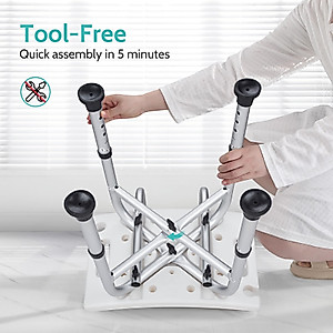 LUFEIDRA Shower Chair for Inside Shower with Back, 500lbs Heavy Duty and Adjustable Height Bath Chair Shower Seat with Crossbar Supports for Elderly, Adults Child and Women