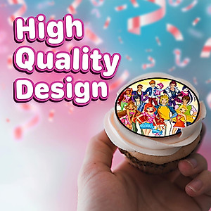 30 x Edible Cupcake Toppers Themed of Girl Pink Club Collection of Edible Cake Decorations | Uncut Edible on Wafer Sheet