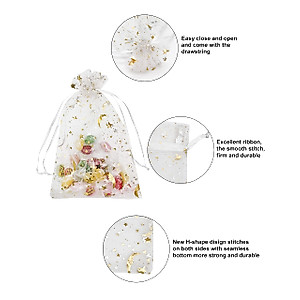 Jexila 100PCS Moon Star Organza Bags 5''X7'' White Mesh Drawstring Jewelry Gift Bags for Baby Shower Wedding Party Favor Candy Bags