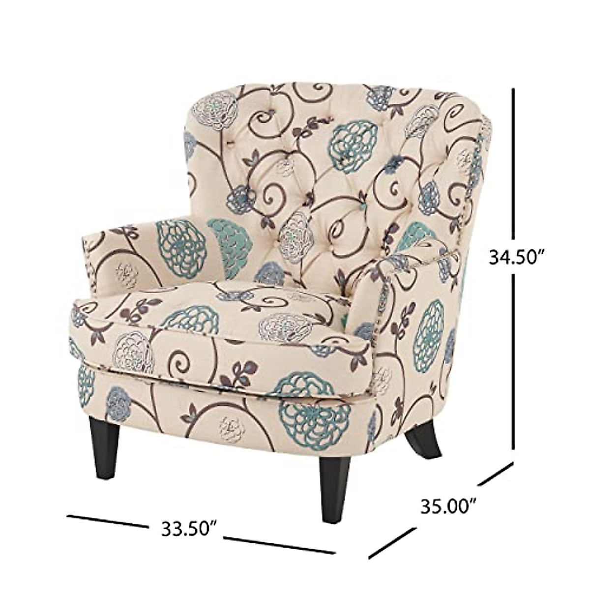 Christopher Knight Home Tafton Fabric Club Chair, White / Blue Floral