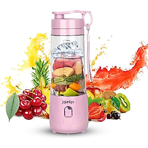 Portable Blender Personal Size Blender for Shakes and Smoothies 4000mAh Rechargeable Mini Travel Blender with 3D Six Blades 13.5Oz Fruit Mixer Cup for Home, Sports, Outdoor (Pink)