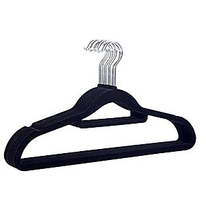 n/a 20 PCS Non-Slip Velvet Hangers - Suit Hanger Thin Space Saving 360 Degree Swivel Hook Strong and Durable Clothes Hange (Color : Black)