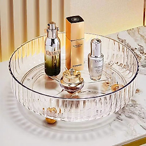Lazy Susan Organizer with Gold Non-Slip Base,11Inch Makeup Perfume Organizer, Turntable Organizer for Cabinet, Round Spinning Organization for Pantry, Fridge, Countertop, Condiments