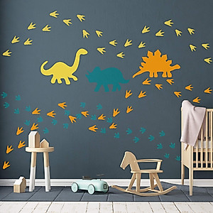 GULIGULI Dinosaur Wall Decal-Dinosaur Footprints Stickers-Vinyl Wall Art for Boys Girls Kids Bedroom Nursery Home Wall Decor