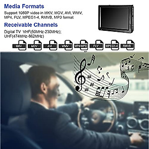 Acogedor 10" Portable HDMI Small TV, ATSC Car TV Digital Television Smart TV, 1080P HD Video Player with USB/TF Card Slot, Bracket, Built-in Rechargeable Battery