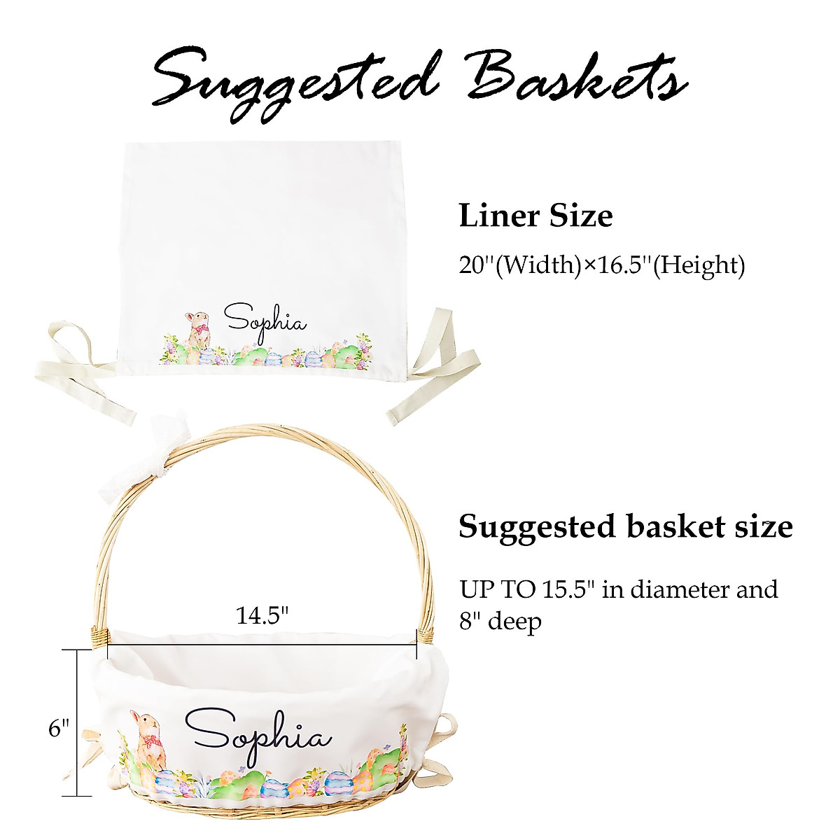 MT WORLD Easter Basket Liner Personalized Peter Rabbit Easter Basket Liner with Name Monogram Bunny Easter Basket Liner Gift for Easter Gift for Easter