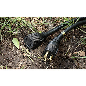 NEMA L6-30 Extension Power Cord - 30A/250V, 10 AWG - Iron Box # IBX-5803-10 (10 ft, Molded)