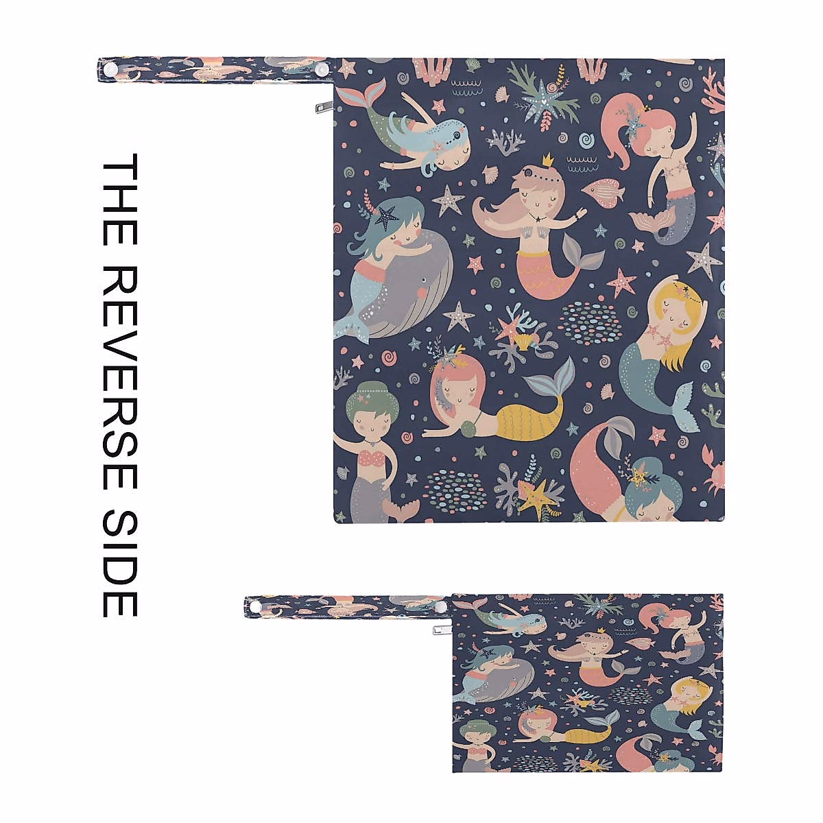 KEEPREAL Cute Girls Mermaid Wet Dry Bag for Cloth Diaper&Swimsuit,Travel&Beach - Water Resistant Wet Bags - Perfect for Wet Clothes, Toiletries, 2 Pack