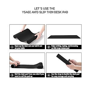 Non-Slip Leather Desk Mat, Desk Mouse Pad, Waterproof PVC Leather Desk Table Protector, Large Desk Blotter, Easy Clean Laptop Desk Writing Mat for Office/Work/Home/Decor(Black, 35.4" x 17")