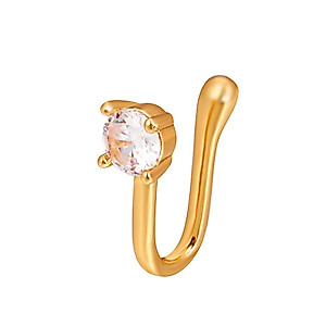 HMOOY 9Pcs Fake Nose Rings, Gold African Nose Cuff Non Piercing Clip On Nose Ring Nose Clip Nose Ring Fake Nose Ring Cuff Nose Clip Jewelry for Women Men (Gold)