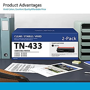 GULOYA TN433 TN-433 Toner Cartridge Black High Yield 2 Pack Compatible Replacement for Brother TN4332PK HL-L8260CDW L8360CDW DCP-L8410CDW MFC-L8610CDW L9570CDW Printer Toner