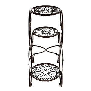 HLC 3 Tier Tall Plant Stand Outdoor Flower Stand Flower Pot Holder Display for Patio Garden Corner Balcony Living Room