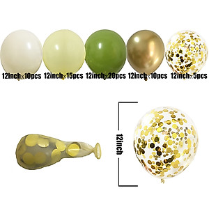 Olive Green Gold Balloons 12inch – Ivory White Pastel Yellow Green Balloons for Baby Shower Wedding Birthday Party Decorations 60 packs (Lime Green)