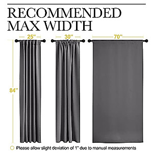 NICETOWN Blackout Curtain Panels Window Draperies - (Grey Color) 70x84 inch, 2 Pieces, Insulating Room Darkening Blackout Drapes for Bedroom