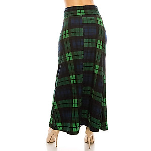 RENESEILLE Women's Long Maxi Skirt – Casual High Waist Fold Over Elastic Waistband Soft Flare Foldable Stretch Lounge Boho SKT810 F-14 PS