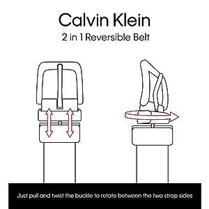 Calvin Klein Men's Reversible Belt, Black/Black, Medium (34-36)