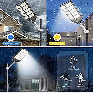 1000W Solar Street Lights Outdoor Solar Powered Dusk to Dawn Parking Lot Light with Motion Sensor and Remote Control for Backyard