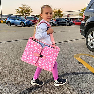 MENZOKE Bundle–2 items Kids Travel Tray with Dry Erase Board & Storage Pocket, Blue & Pink