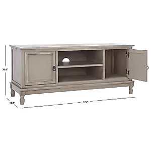 SAFAVIEH Home Collection Haines Greige 2-Door 1-Shelf Entertainment Stand up to 55" Flatscreen TV Media Unit