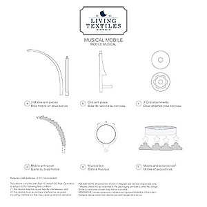 Living Textiles Baby Musical Mobile - White Stars | Crib Toy, Knitted Hanging Toys, Nursery Decor, Calming Soother with 12 Lullabies | Baby Essential and Perfect Baby Toy for Boys and Girls