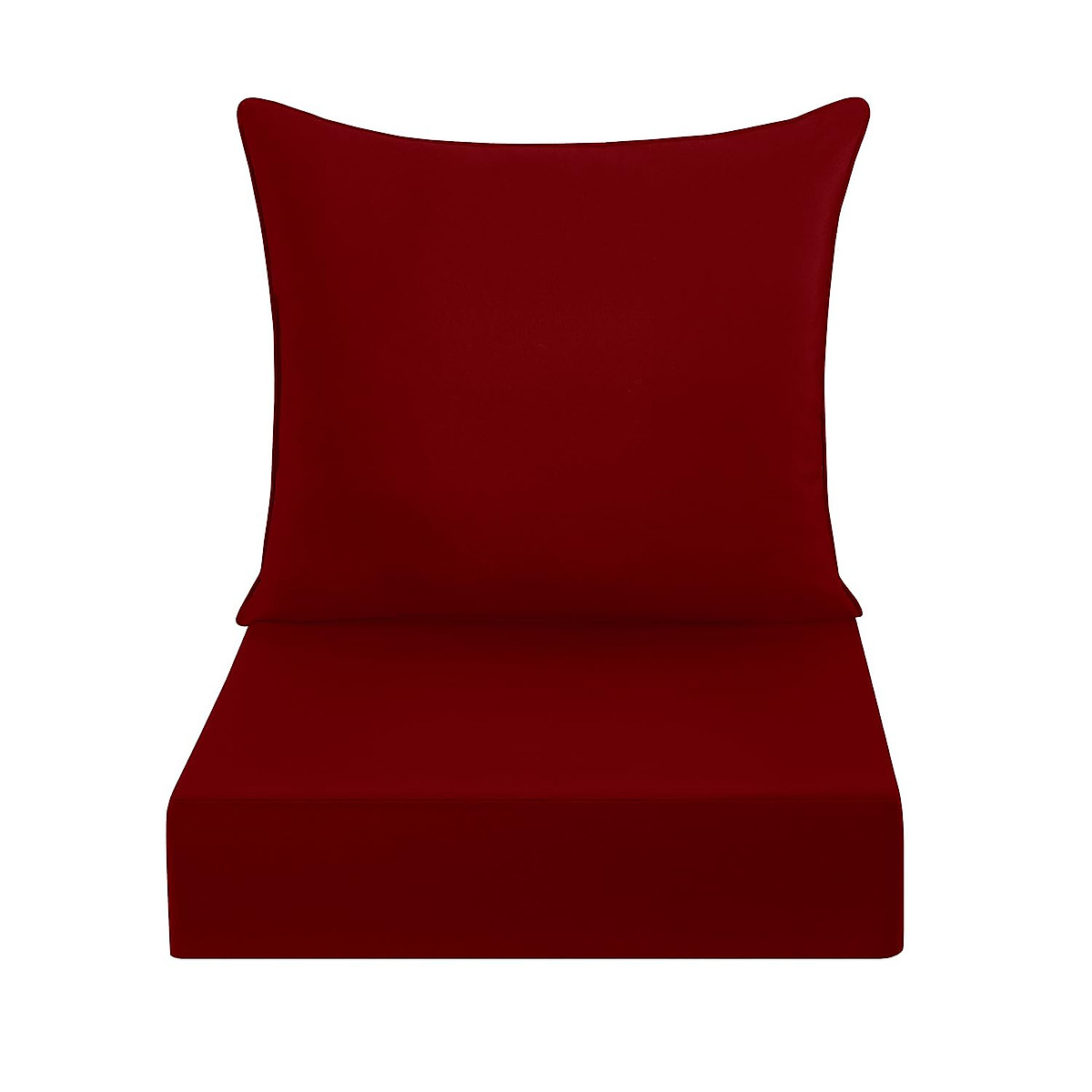 downluxe Outdoor Deep Seat Cushions Set, Waterproof Memory Foam Patio Furniture Cushions with Zipper for Outdoor Chair Sofa, 24" x 24", Burgundy, 2 Piece Set