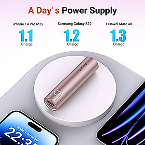 EnergyQC Fast Charging Portable Charger 5000mAh,External Battery Power Bank with USB-C Input(Recharge Only), Battery Pack Compatible with iPhone,Samsung Galaxy,Airpods and More-Rose Gold