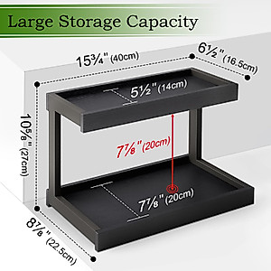 MARTY 2 Tier Spice Rack Organizer for Countertop, 15.8''L Coffee Station/Bathroom Organizer Countertop, Counter Shelf Desktop Storage Organizer for Kitchen, Bedroom, Office (Black)