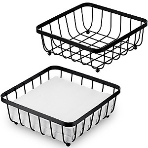 Hotop, 2 Pieces Metal Napkin Holder Metal Paper Napkin Holder Napkin Storage Holder Rack for Dining Table, Kitchen, Coffee Table, Black, approx. 7.5 x 7.5 x 3 In 19 x 19 x 7 cm