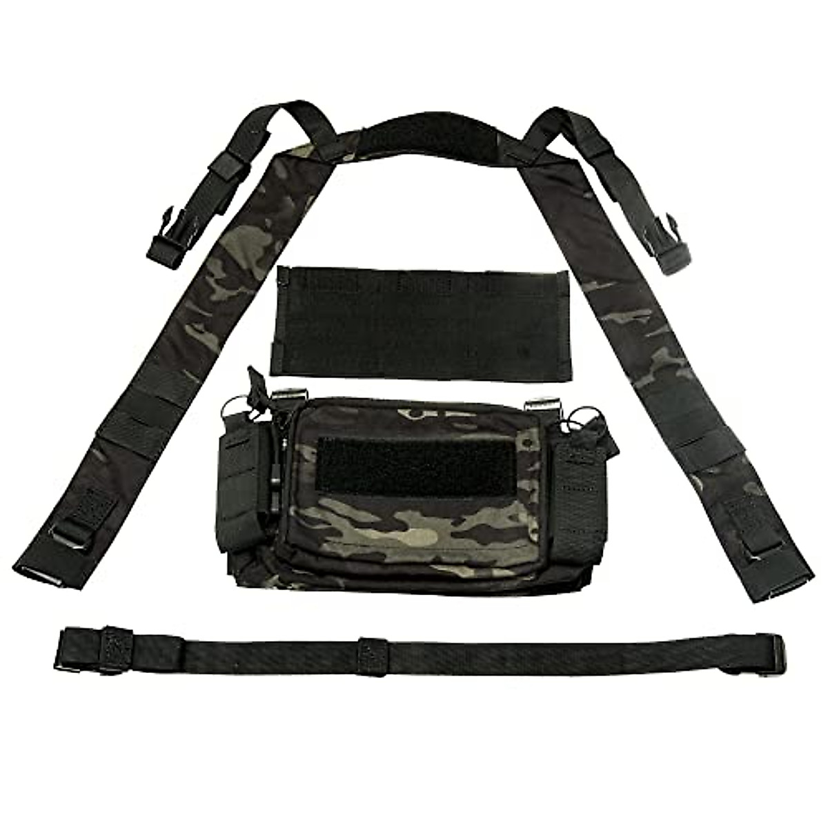 Roseboon Tactical Vest Outdoor Chest Rig Ultra-Light Breathable Combat Training Vest Adjustable for Adult Modular Chest Rig