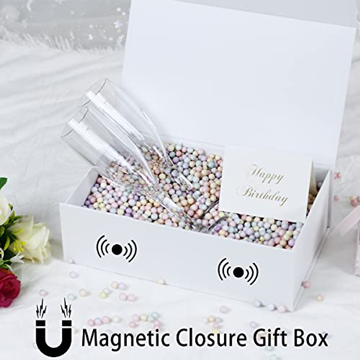 MOZRRO Gift Box with Lids, 9.85 x 5.95 x 3.15 In Magnetic Closure Collapsible Gift Boxes for Gift Packaging, Gift Box for Christmas,Mothers Day,Fathers Day,Graduations,Weddings,Birthdays Gifts