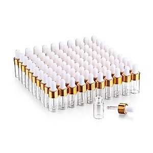 USRommaner 100,3ml Clear Glass Dropper Bottle,Mini Glass Eye Dropper Vials With Pipette For Essential Oils Empty Dropper With Pipette Sample Test Tubes Travel Perfume Liquid Container