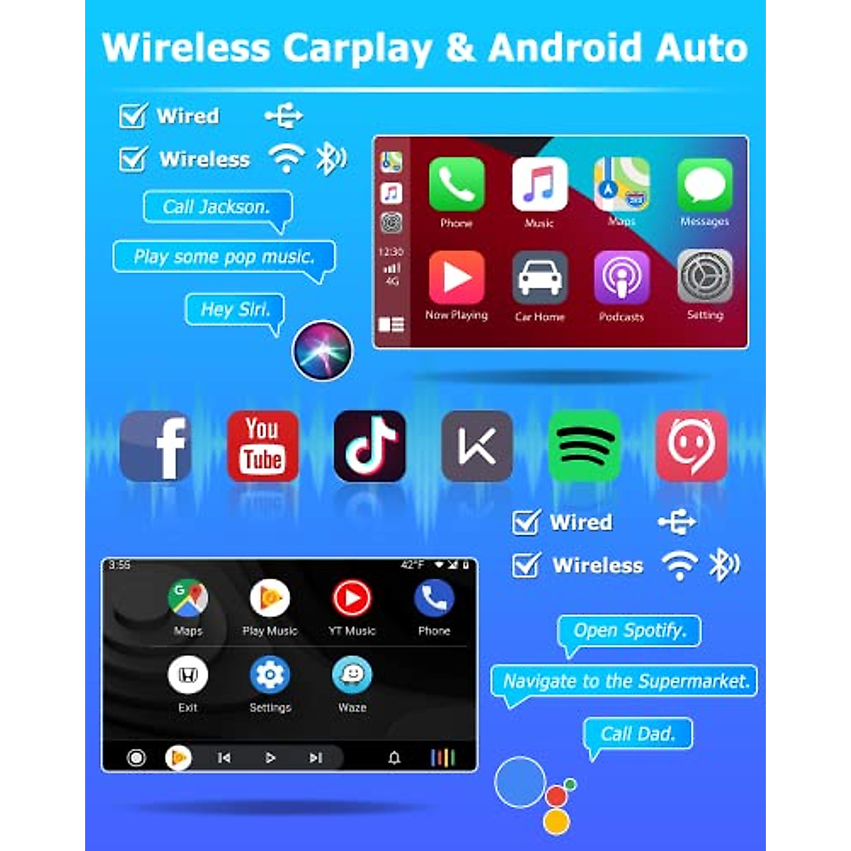 2G+32G for Honda Civic 2001-2005 Radio, Hikity Android 11 Car Stereo Wireless Apple Carplay Android Auto, 9 Inch Touch Screen Car Radio with Bluetooth/GPS Navigation/WiFi/HiFi/Split Screen