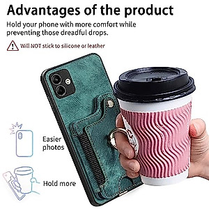Case for Samsung A04 Leather Wallet | Wrist Strap | Kickstand | Card Slot | RFID Blocking | Ring Hoder | Magnetic Car Mount Function Phone Cover - Green