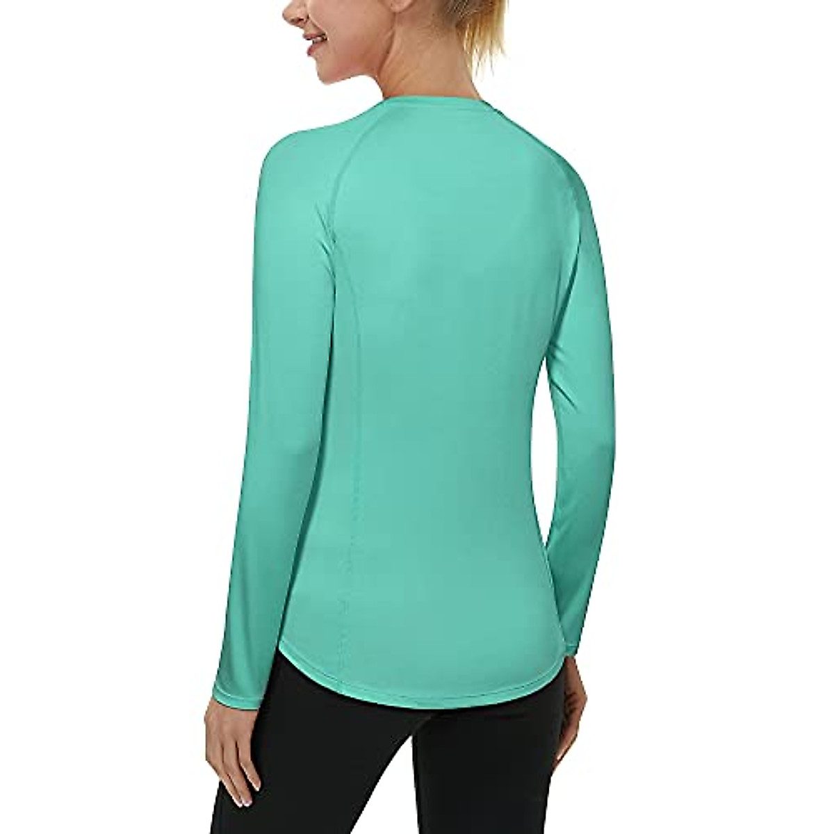 (Size:XL) 2 Pack Womens Long Sleeve UV Sun Shirts UPF 50+ Workout Swim Rash Guard Tops