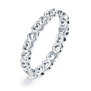 ORAZIO Real 925 Sterling Silver Heart Ring for Women Cute Plain Heart Band Dainty Engagement Promise Wedding Rings Jewelry