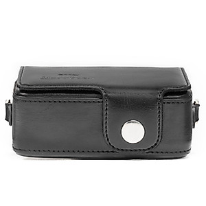 MegaGear Leather Camera Case with Strap Compatible with Canon PowerShot SX740 HS, SX730 HS, Black