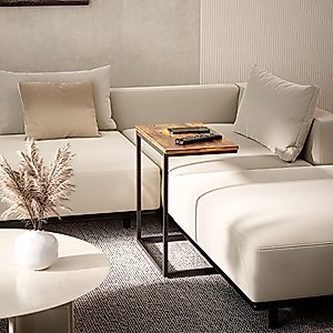 Pipishell C Shaped End Table 27 inches High, Side Table for Couch Slide Under, C Table Sofa Side End Table for Living Room PIET06