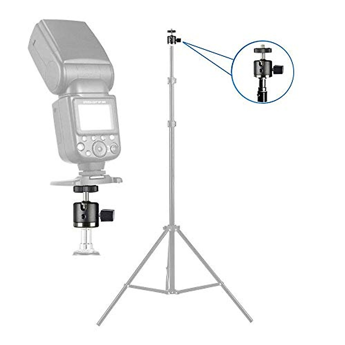 UTEBIT Mini Tripod Head Ball Head with 1/4 Hot Shoe Adapter 360° Rotatable Ball Head Hot Shoe Ball Head Aluminium with Camera Hot Shoe Ball Joint Holder Compatible with Nikon, HTC Vive VR