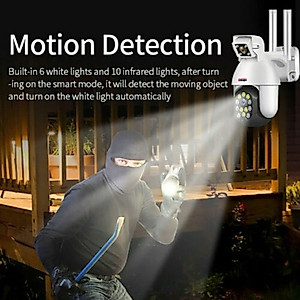 Anssipo Wireless Security Camera Outdoor, Dual Lens 360° 1080P HD WiFi PTZ Camera IP Surveillance Camera for Home with Two-Way Audio, Color Night Vision, Motion Detection