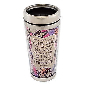Dicksons Love the Lord Floral 16 Ounce Stainless Steel Travel Tumbler Mug