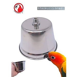 Bonka Bird Toys 800128 Parrot Stainless Steel Water 16oz Cup Cage Seed Feed Bowl