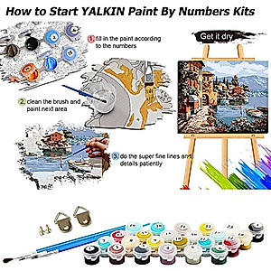 YALKIN 3 Packs Paint by Number for Adults Beginners on Canvas, Paint by Numbers Flowers, Flower Painting by Number Perfect for Gift Home Wall Decor(3 Pack,12x16inch)