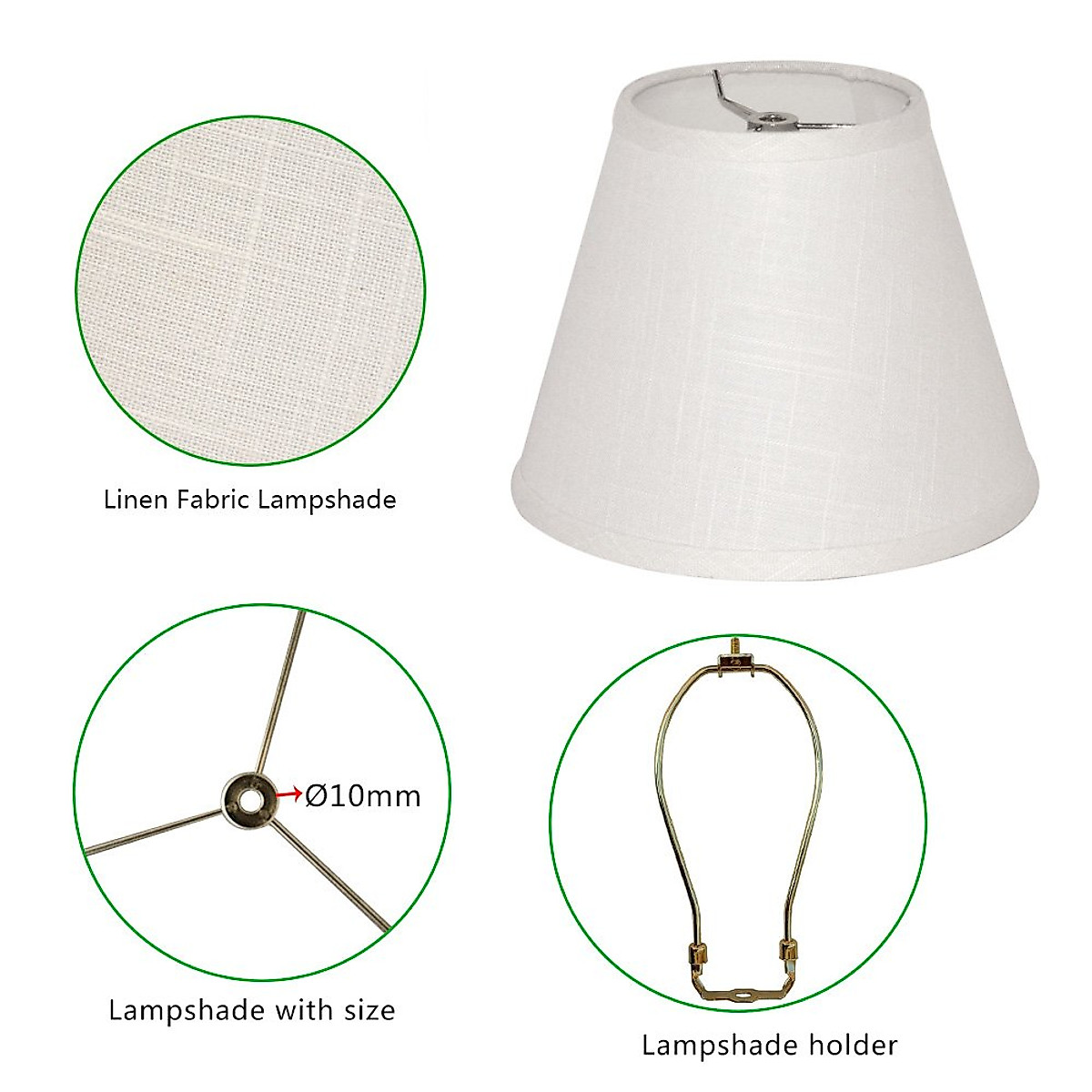 TOOTOO STAR Barrel White Small Lamp Shade for Table Lamps Replacement, 5x9x7 Inch,Fabric Cloth, Spider Model (white)