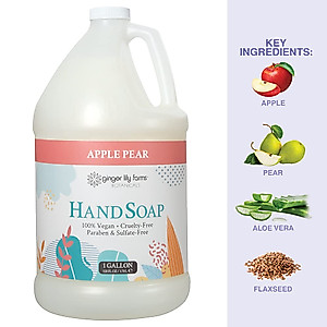 Ginger Lily Farms Botanicals All-Purpose Liquid Hand Soap Refill, 100% Vegan & Cruelty-Free, Apple Pear Scent, 1 Gallon (128 fl. oz.)
