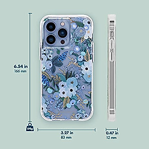Rifle Paper Co - Case for iPhone 13 Pro Max - 10 ft Drop Protection - Gold Foil Accents - 6.7 Inch - Garden Party Blue