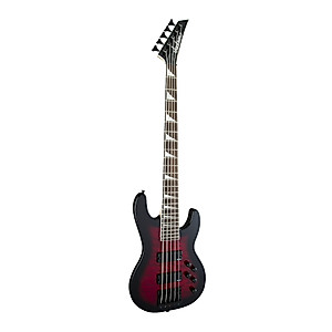 Jackson JS Series 5-String Concert Bass JS3VQ, Transparent Red Burst, Amaranth Fingerboard
