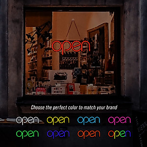 Flashing LED Neon Open Sign Light for Business with ON & Off Switch - Lightweight & Energy Efficient for Restaurants Offices Retail Shops Window Storefronts - Red