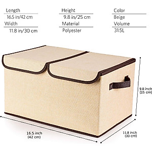 senbowe Larger Storage Cubes [4-Pack] 33 Quart Linen Fabric Foldable Collapsible Storage Cube Bin Organizer Basket with Lid, Handles, Removable Divider For Home, Closet - (16.5 x 11.8 x 9.8”)